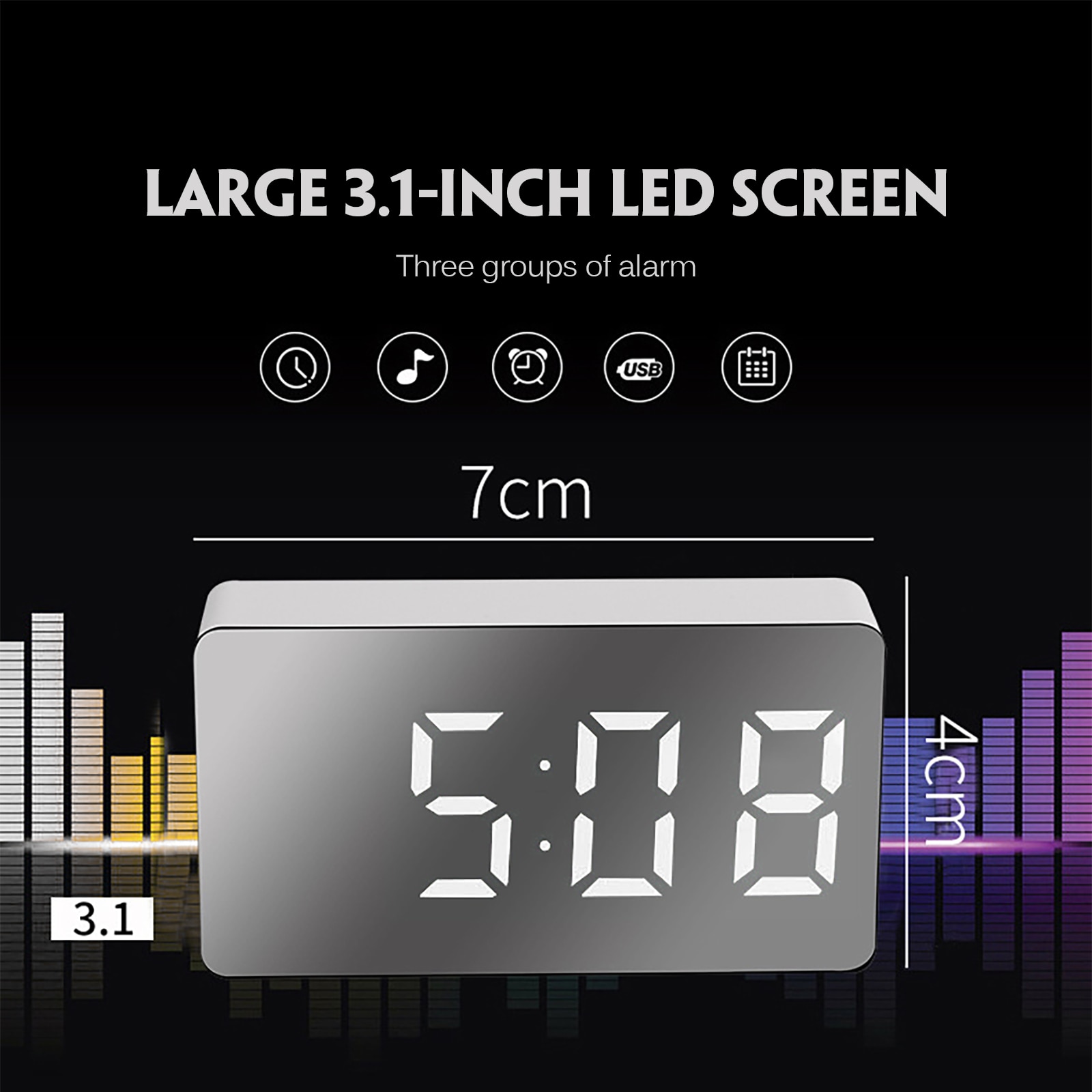 Digital Alarm Clock LED Display Clock Compact Mirr... – Vicedeal