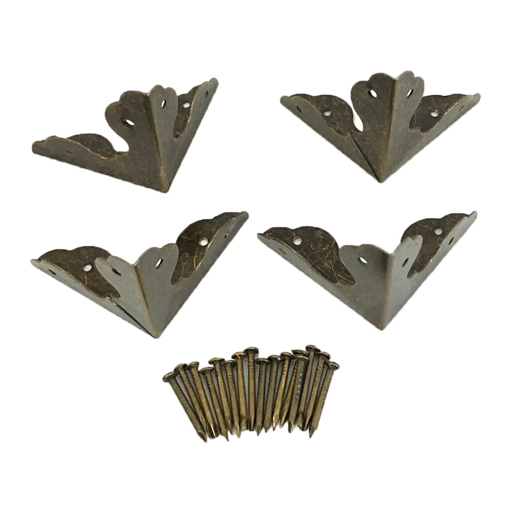 4pcs Vintage Brass Edge Guard Wooden Box Table Cab... – Grandado