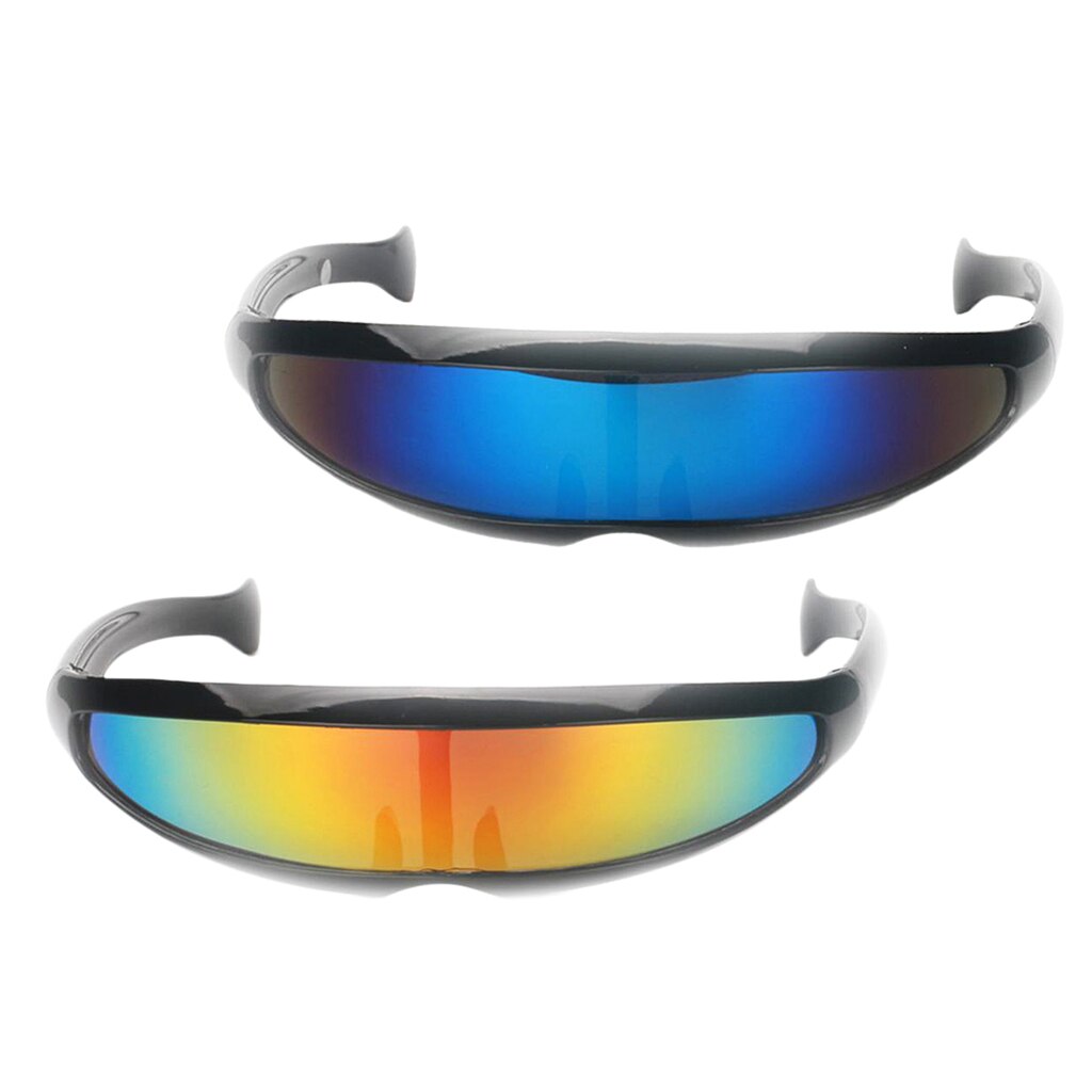 2/set Futuristic Mirrored Sunglasses Narrow Monobl... – Grandado