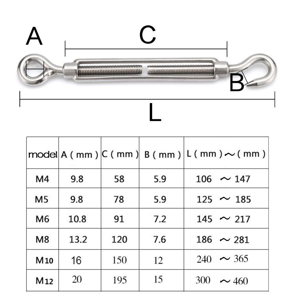 1 Pcs M4/M5/M6/M8/M10/M12 Rvs 304 Pas Chain Riggin... – Vicedeal