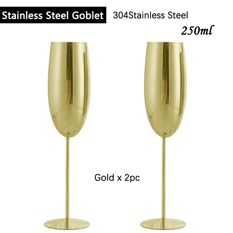 2/4 pc Stainless steel Goblet Wine Glasses Flute C... – Vicedeal