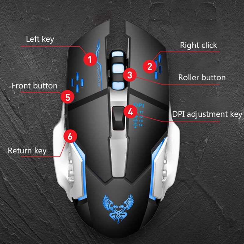 4800DPI Wireless Mouse Raton Gaming Mouse Recharge... – Grandado