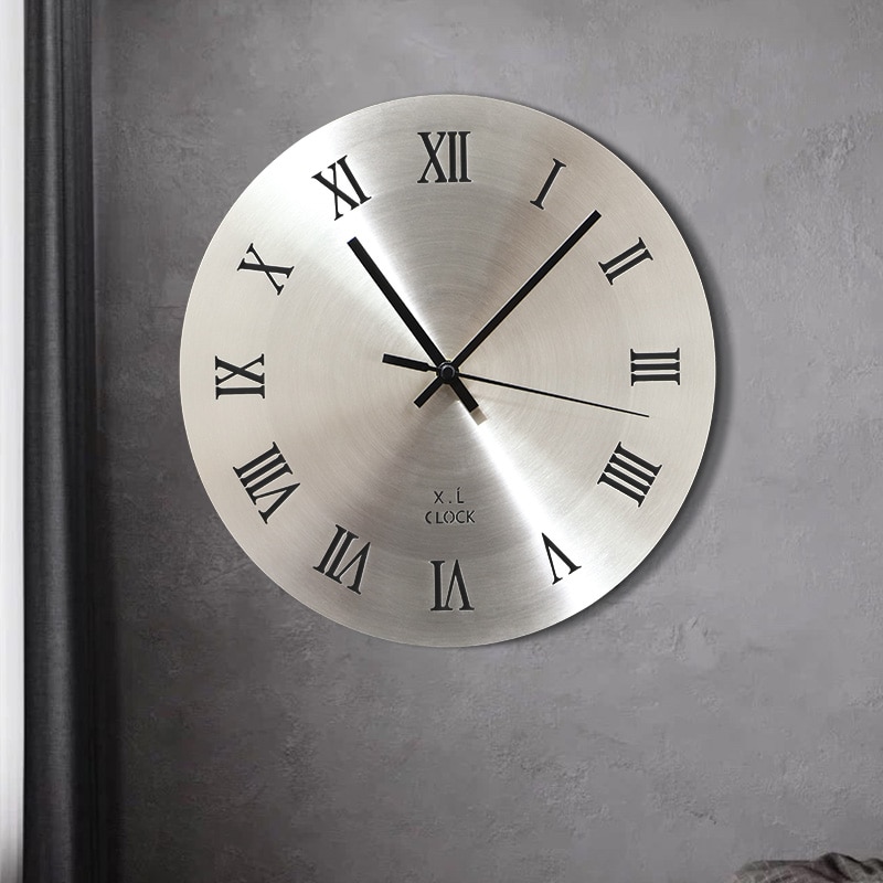 Simple industrial style, iron art, wall clock, liv... – Grandado