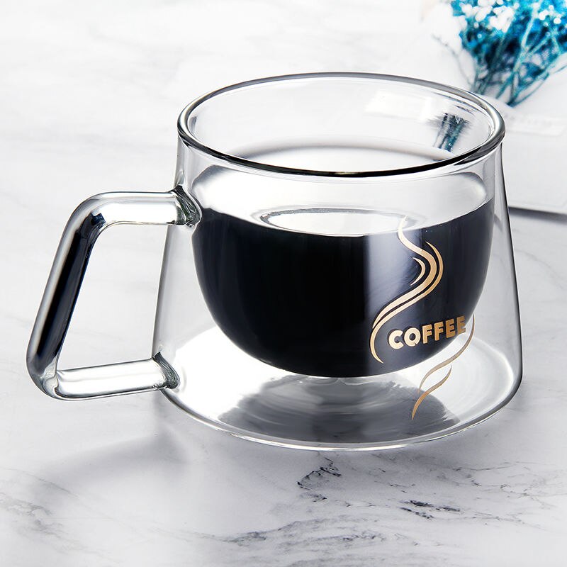 200mL Double Layer Coffee Cup Heat Resistant Glass... – Grandado