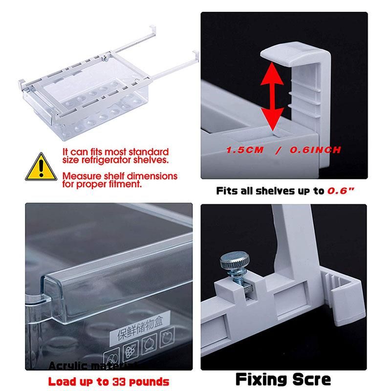 Retractable Refrigerator Storage Drawer Adjustable... – Grandado