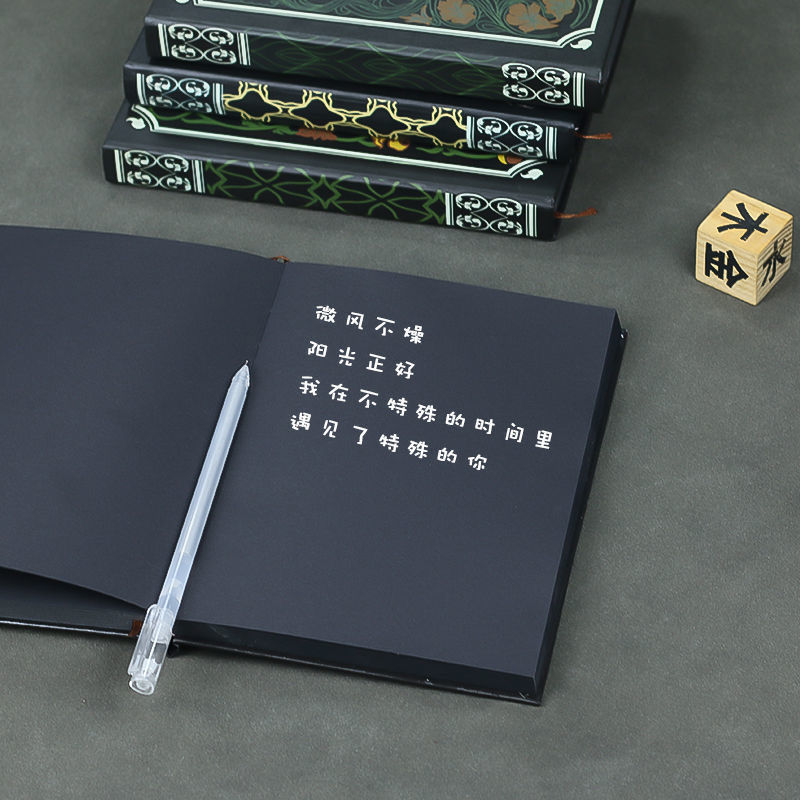 Black paper inner pages blank black cardboard diar... – Grandado