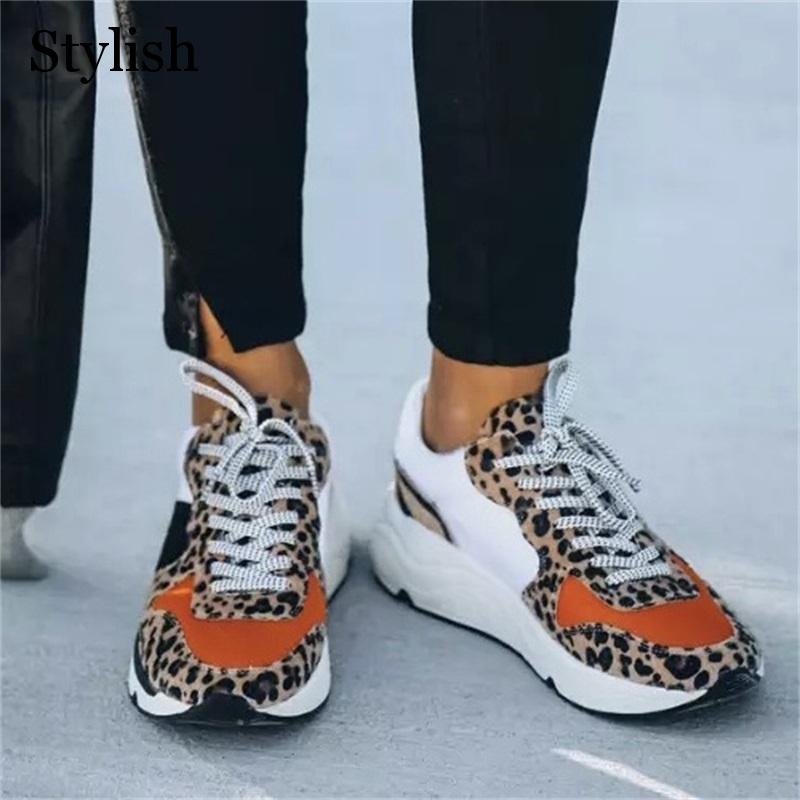 Woman Sneakers Thick Platform Leopard Print Vulcan Grandado 1898