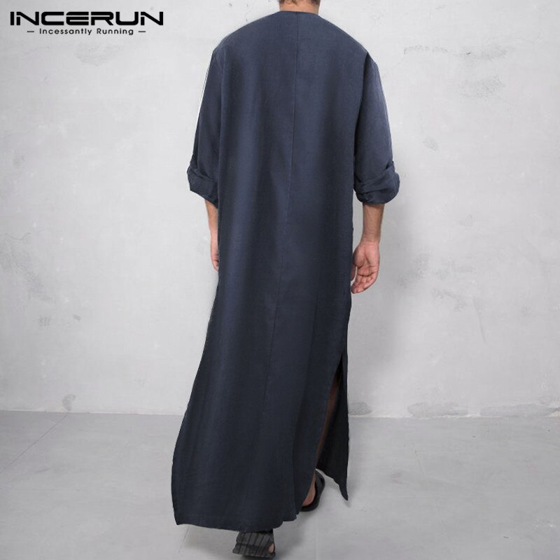 Men Long Sleeve V Neck Muslim Robes INCERUN Ethnic... – Vicedeal