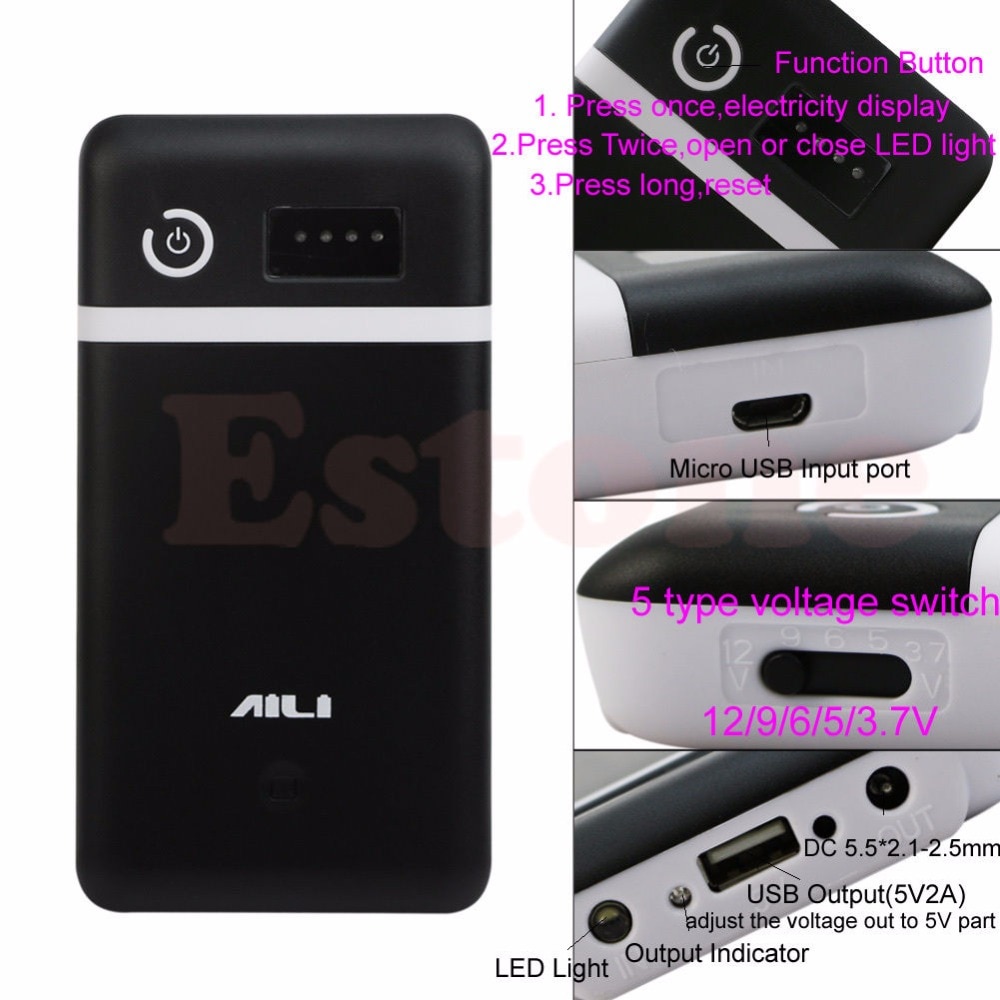 3.6V 5V 6V 9V 12V Mobile Power Bank Box USB 6x1865... – Grandado