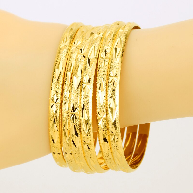 6MM Dubai Gold Bangle Gold Color African Middle Ea... – Vicedeal