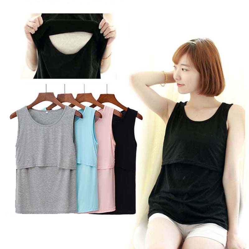 Bomulds amme-tanktoppe sommer ammevest stribede ta... – Vicedeal