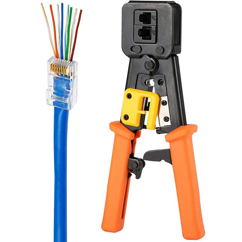 EZ RJ45 Crimp Tool P Through Cat5 Cat5E Cat6 Crimp... – Grandado