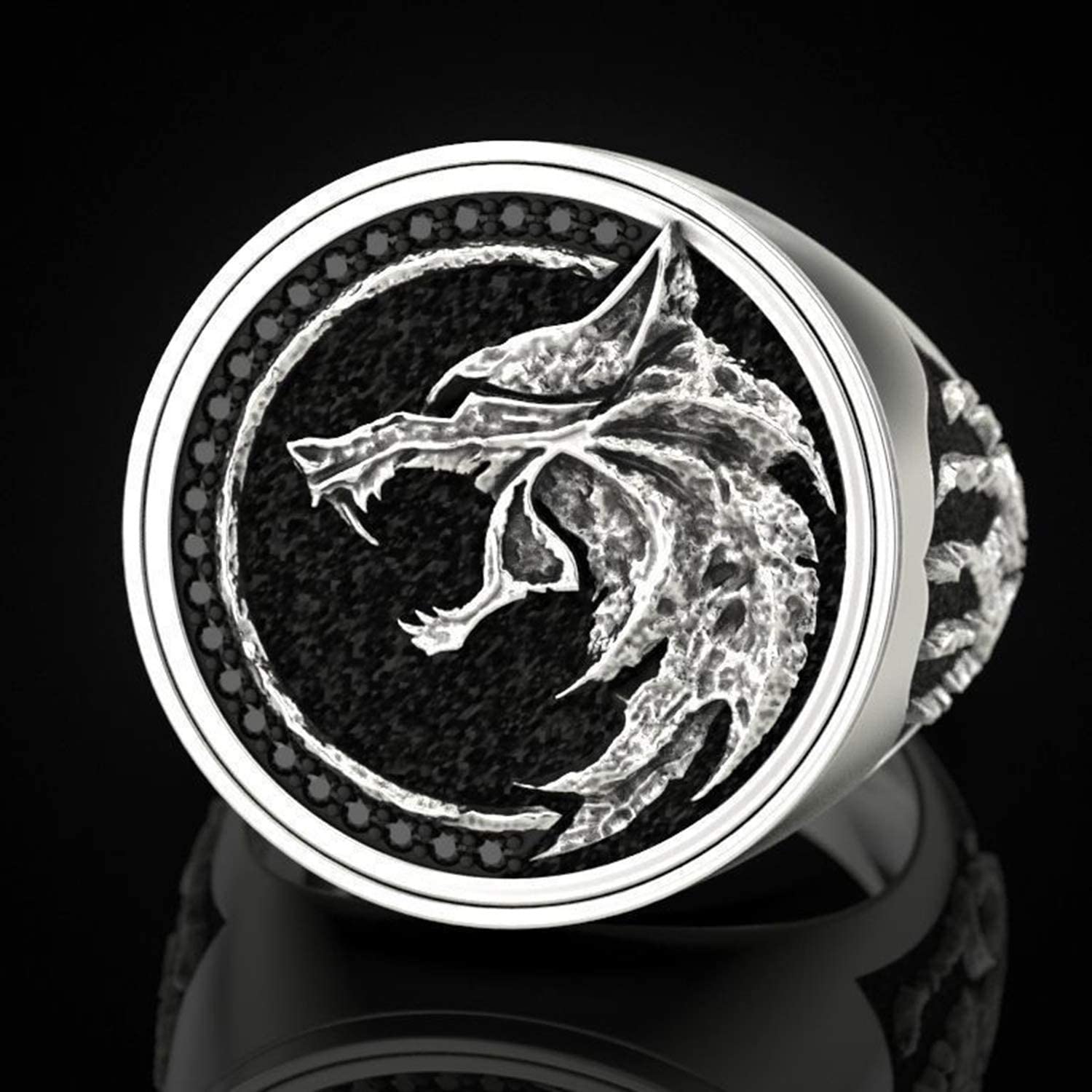Stainless Steel Wolf Head Ring Wizard Nordic Retro... – Vicedeal