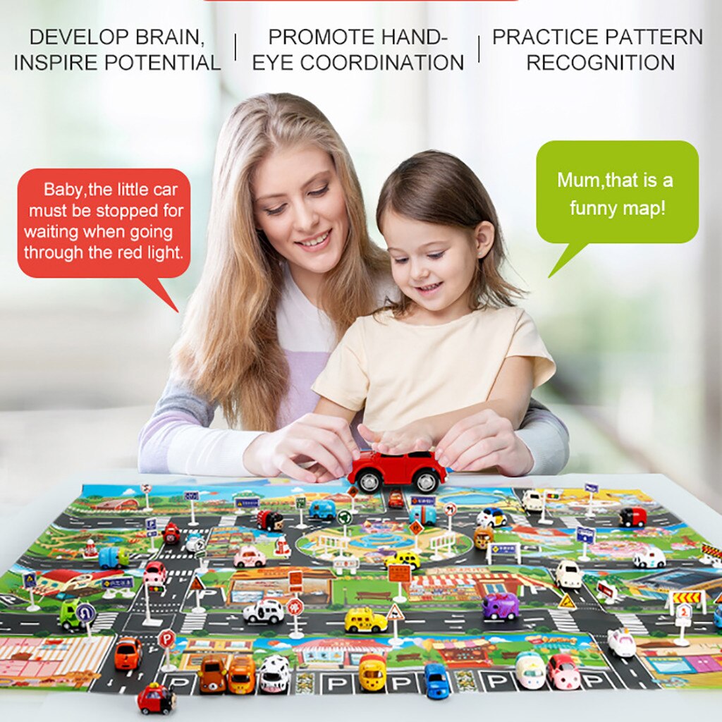 Kids Play Mat City Road Buildings Parking Map Game... – Vicedeal