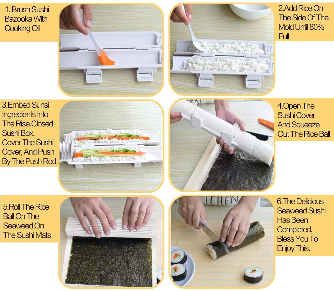 Quick Diy Sushi Maker Set Machine Rice Mold Bazook... – Grandado