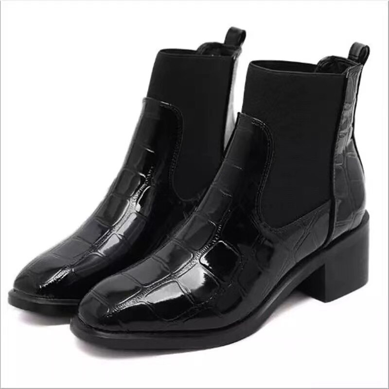 Femmes bottes automne verni en cuir synthétique no... – Grandado