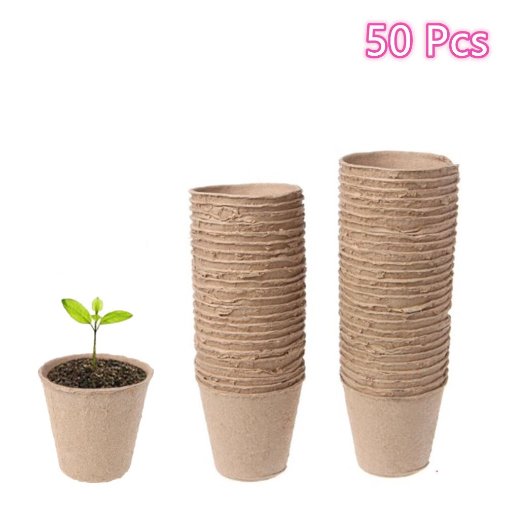 50 Pieces 6x6cm Garden Round Peat Pots Plant Seedl... – Grandado