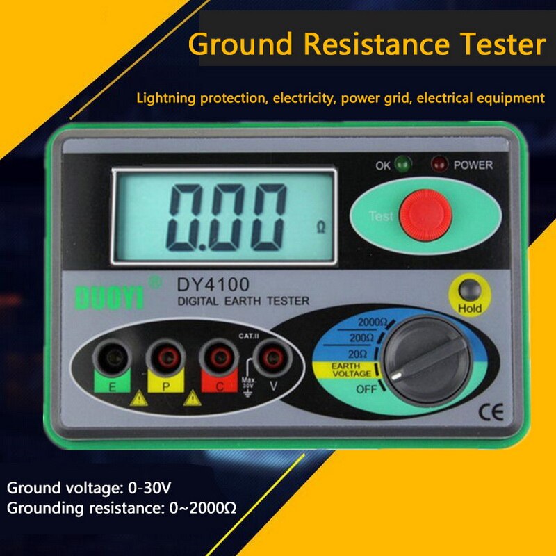 0-2000 Ohm Digital Earth Ground Resistance Tester ... – Vicedeal