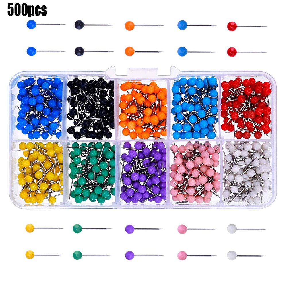 500 Map Tacks Push Pins Plastic Head With Steel Po... – Vicedeal