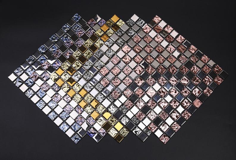 Electroplated Silver Blue Glass Mosaic Tiles CGMT1... – Grandado