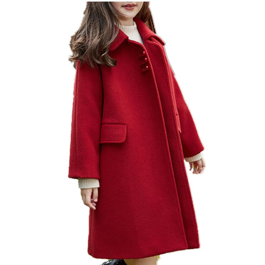Baby Girl Year Red Wool Coats Kids Christmas lapel... – Vicedeal