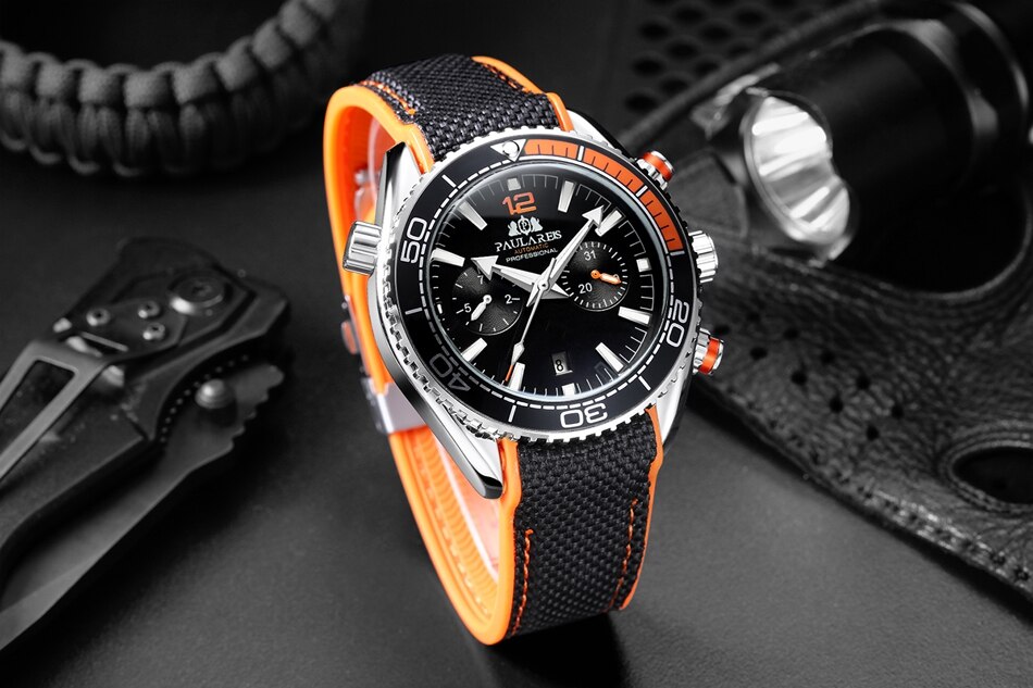 Men Automatic Self Wind Mechanical Canvas Rubber S... – Grandado