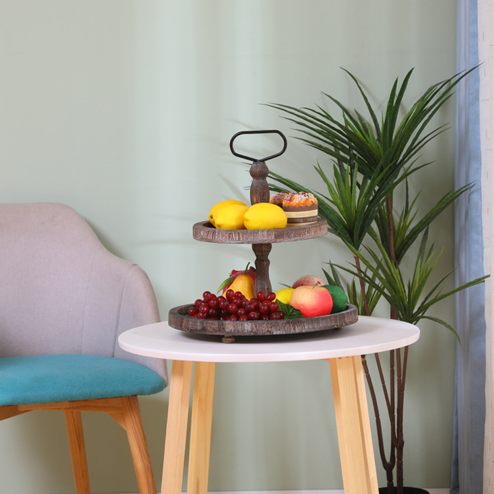 Coffee Wood Two Tier Tray Dining Room Home Party D... – Grandado