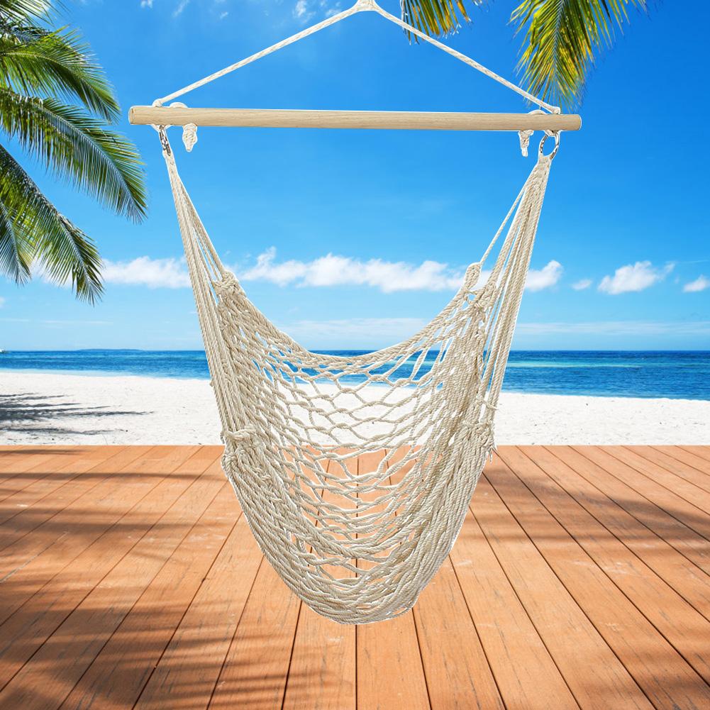 Indoor Outdoor Large Cotton Rope Hanging Chair Sol... – Grandado