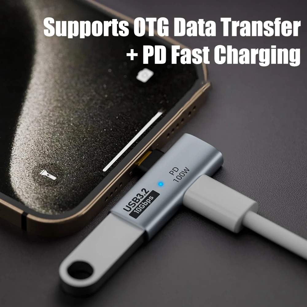 Usb type-c otg 2 i 1 adapter med 100w pd-opladning... – Vicedeal