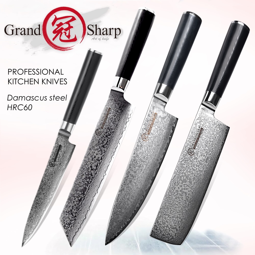 4 Pcs Chef Knife Set VG10 Japanese Damascus Steel ... – Vicedeal