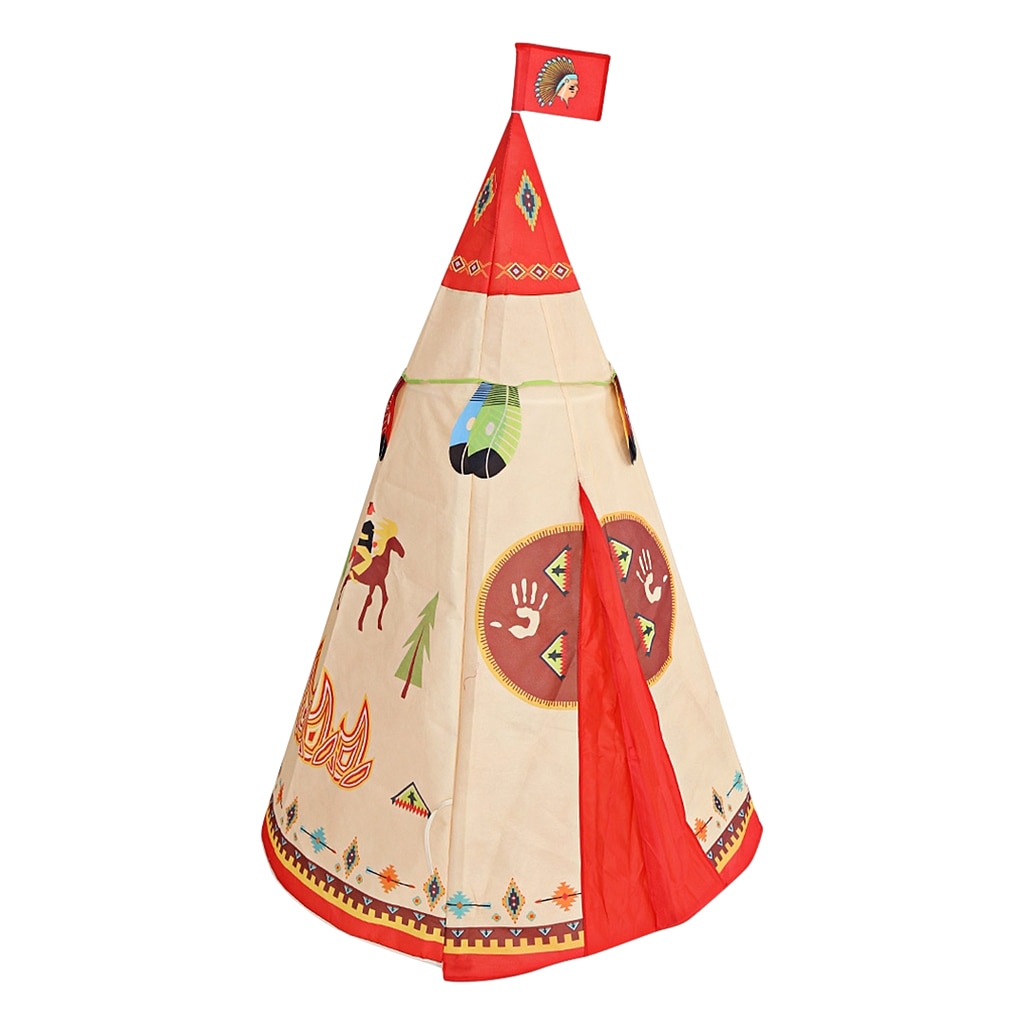 Kids Foldable Conical Teepee Tent Indian Styled Pl... – Grandado
