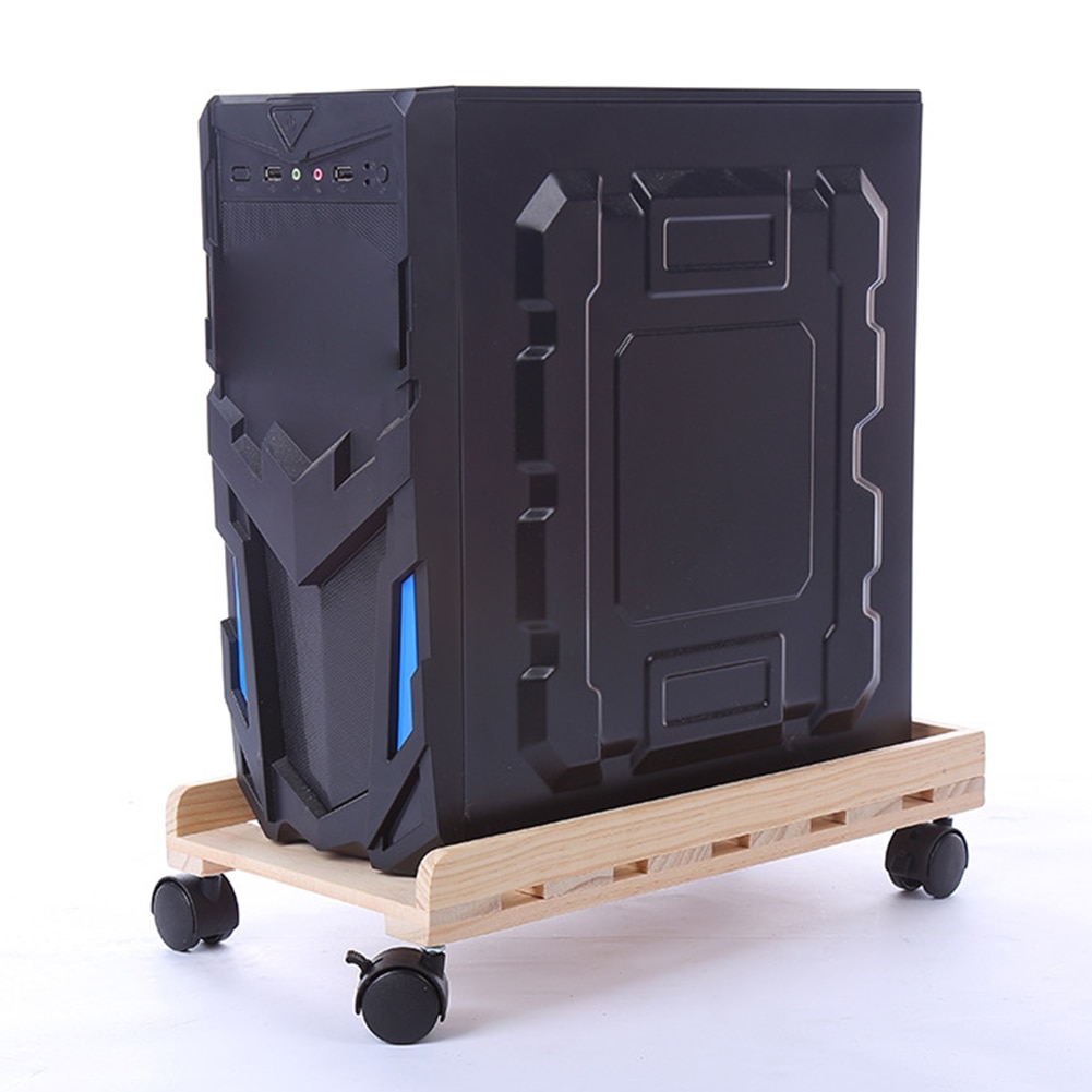 CPU Stand Wooden Moving Tray Case Holder Tower Des... – Grandado