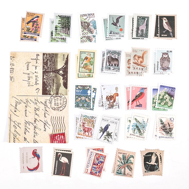 46 pcs/lot Vintage Stamps Stickers DIY Diary album... – Grandado