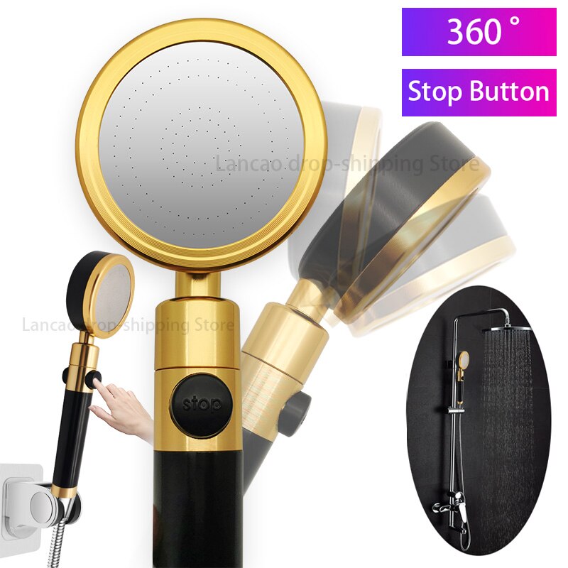 360 degree rotatable Bathroom Bath Black Shower Se... – Vicedeal