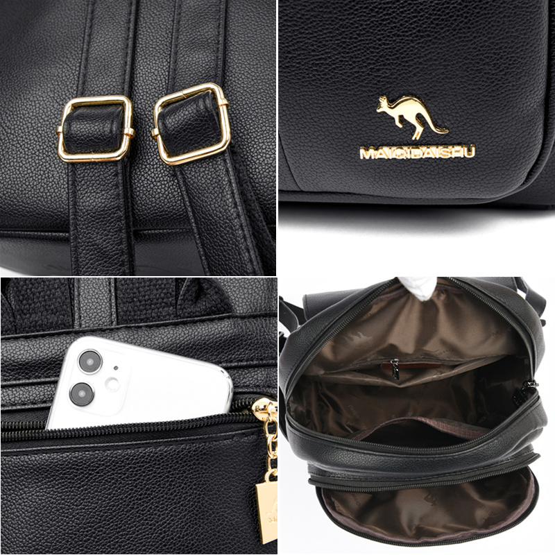 Multifunctional Women Backpack Pu Leather Ladies S... – Grandado