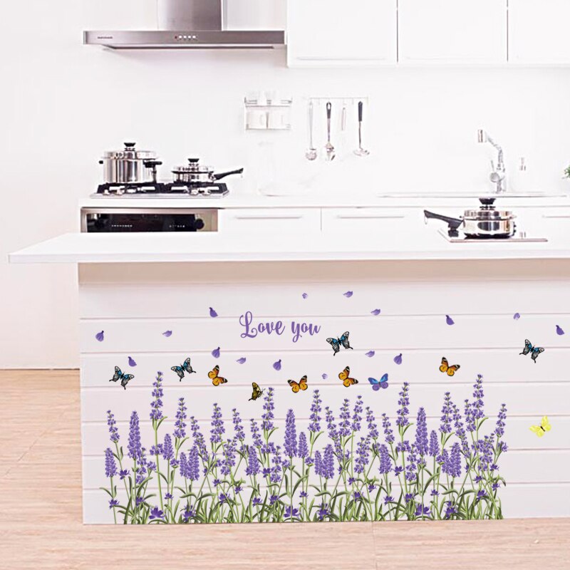 DIY Purple Lavender Flowers Baseboard Wall Sticker... – Grandado