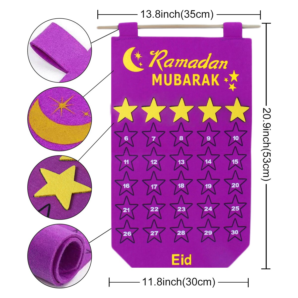 Ramadan Countdown Felt Calendar Eid Mubarak Decora... – Grandado