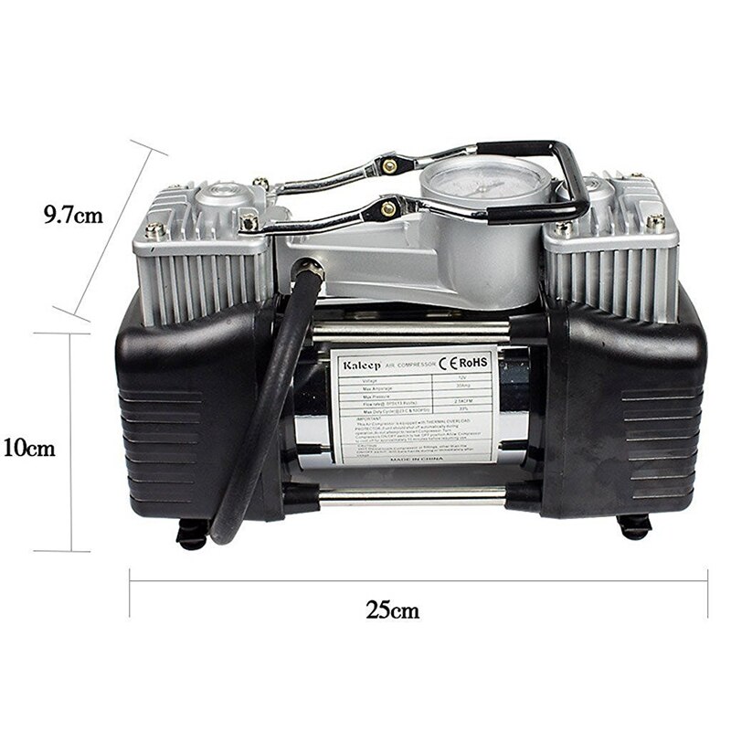12V 150PSI Portable Heavy Duty Dual Cylinder Air P... – Vicedeal