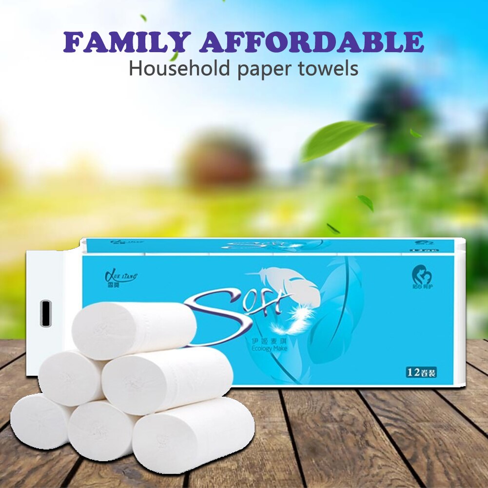 12Rolls Soft Toilet Paper Roll Tissue 4-layer Hous... – Vicedeal