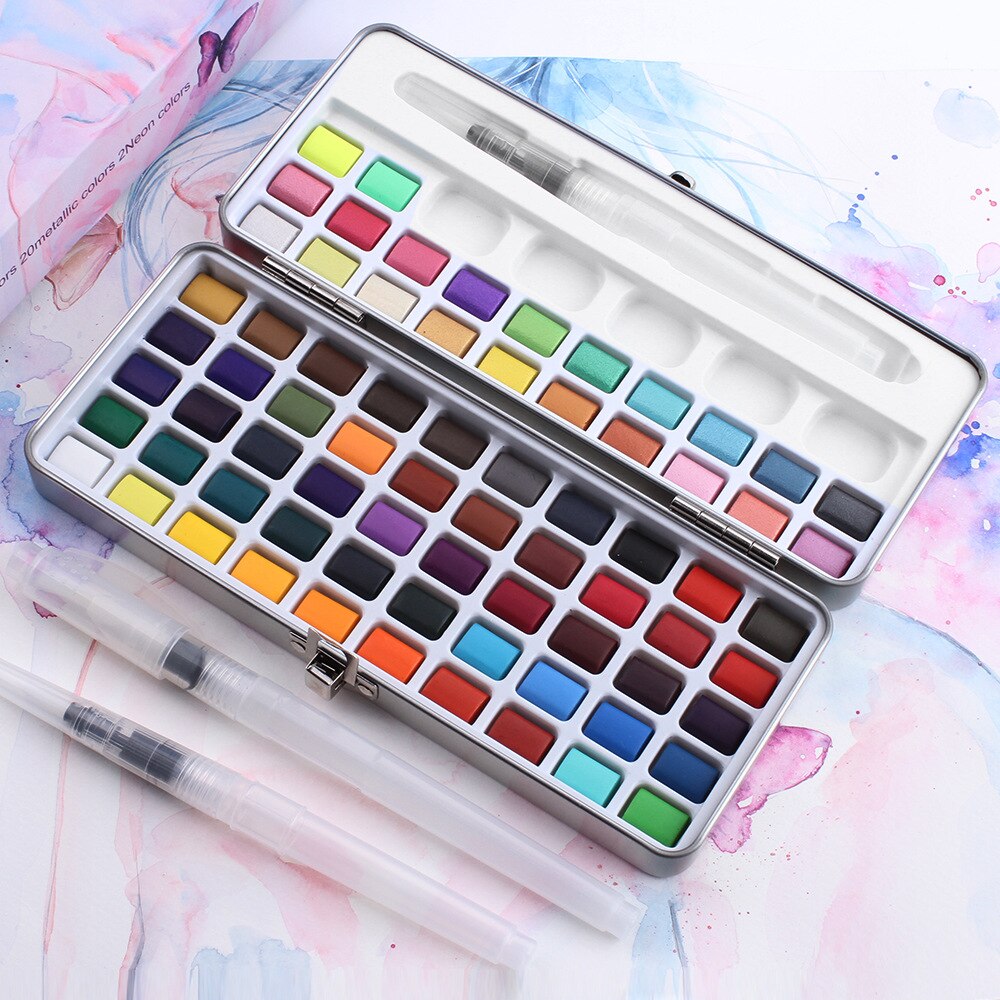 50/72/90 Color Solid Watercolor Paint Set Portable... – Grandado