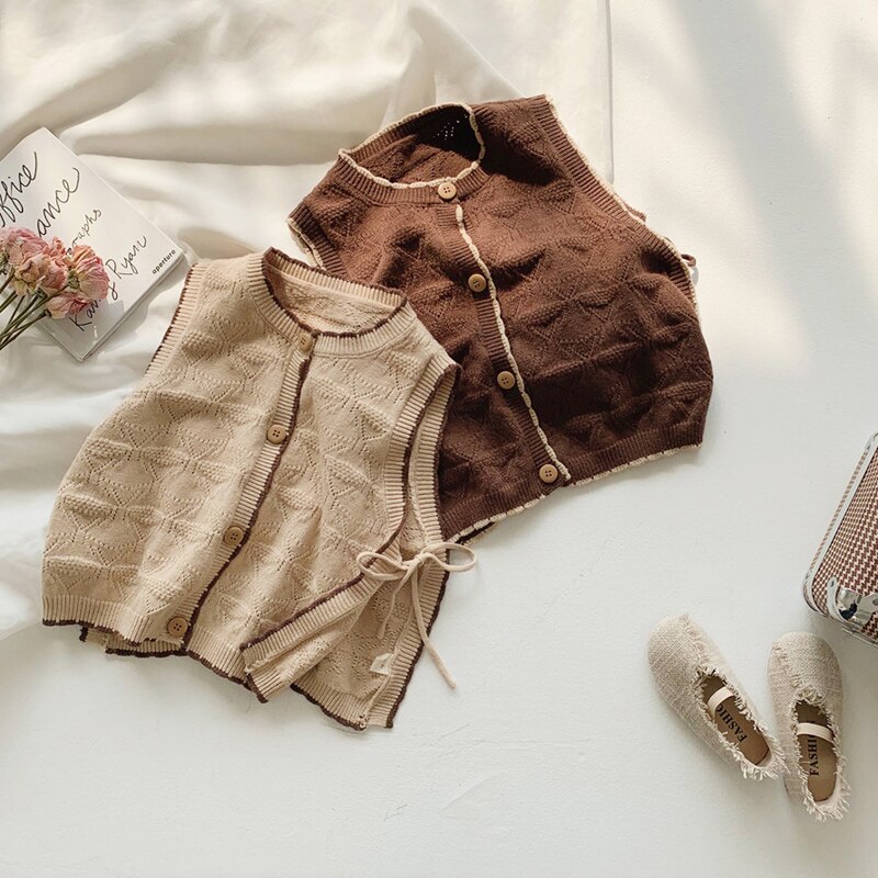 2021kids Outer Wear Spring Girls knit Vest Sleevel... – Vicedeal