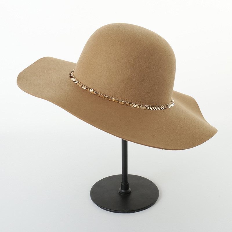 COKK Wool Fedora With Sequined Gold Chain Autumn W... – Vicedeal