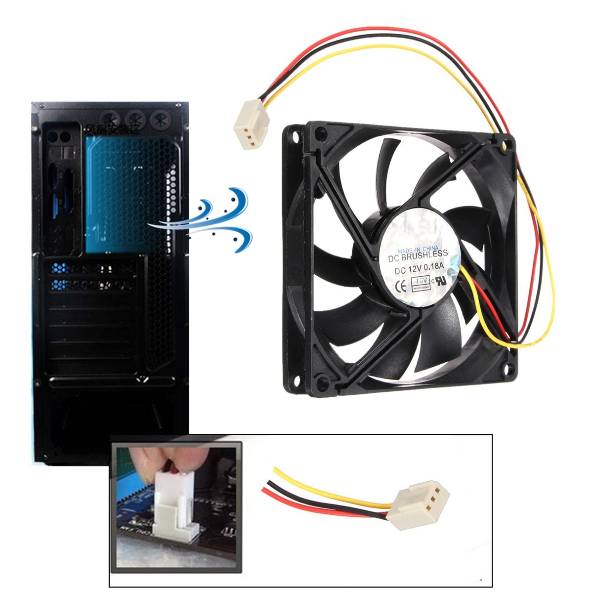 LEORY DC 12V 3 Lines Cooling Fan 80mm x 80mm x 15m... – Grandado