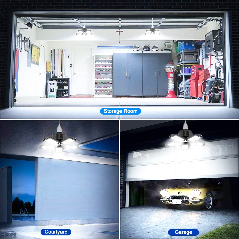 Leclstar Garage Lights 5 Adjustable Panels E27/ E2... – Grandado