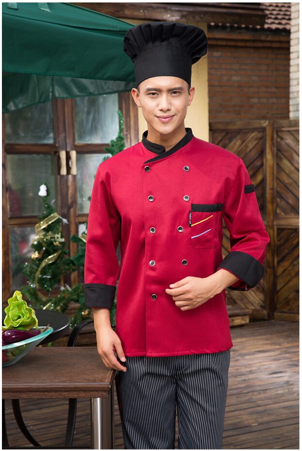 Long sleeved autumn hotel chef uniform chef jacket... – Grandado