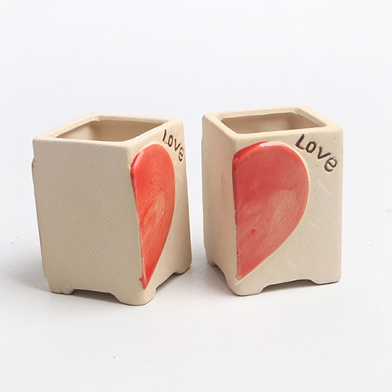 Cute Cartoon Ceramics Love Heart Shape Flowerpot H... – Grandado