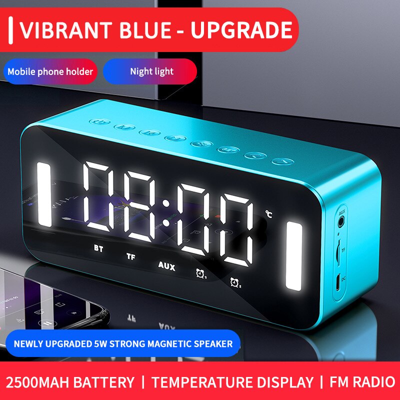 LED Mirror Alarm Clock HiFi Bass AI Bluetooth Spea... – Grandado
