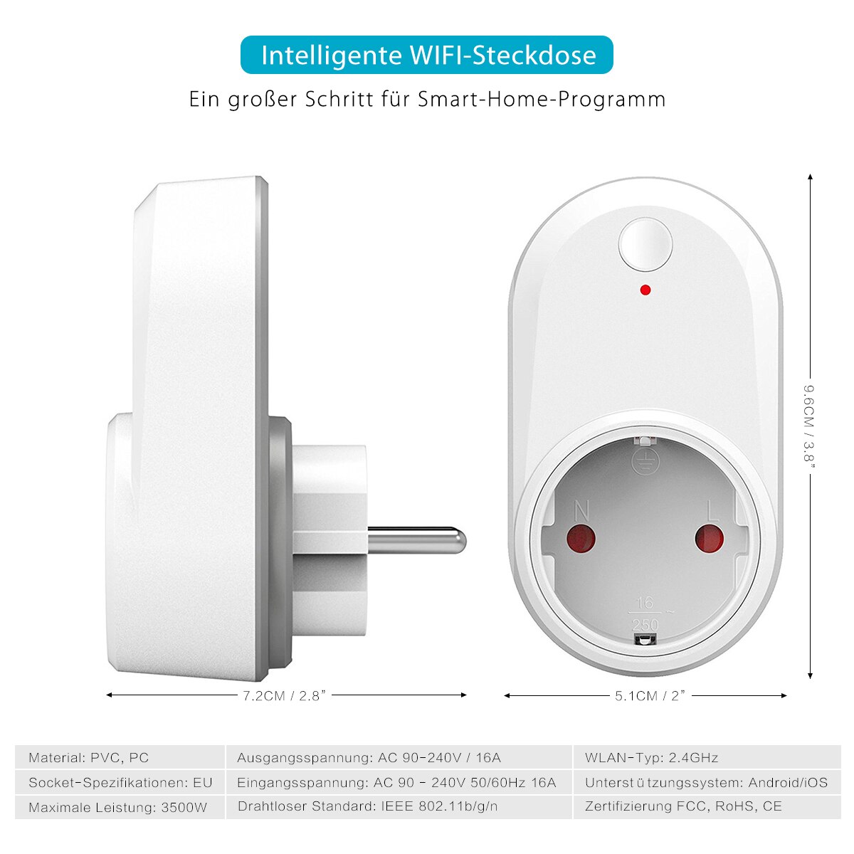 Smart Plug Wifi Smart Steckdose 16A Power Monitor ... – Vicedeal