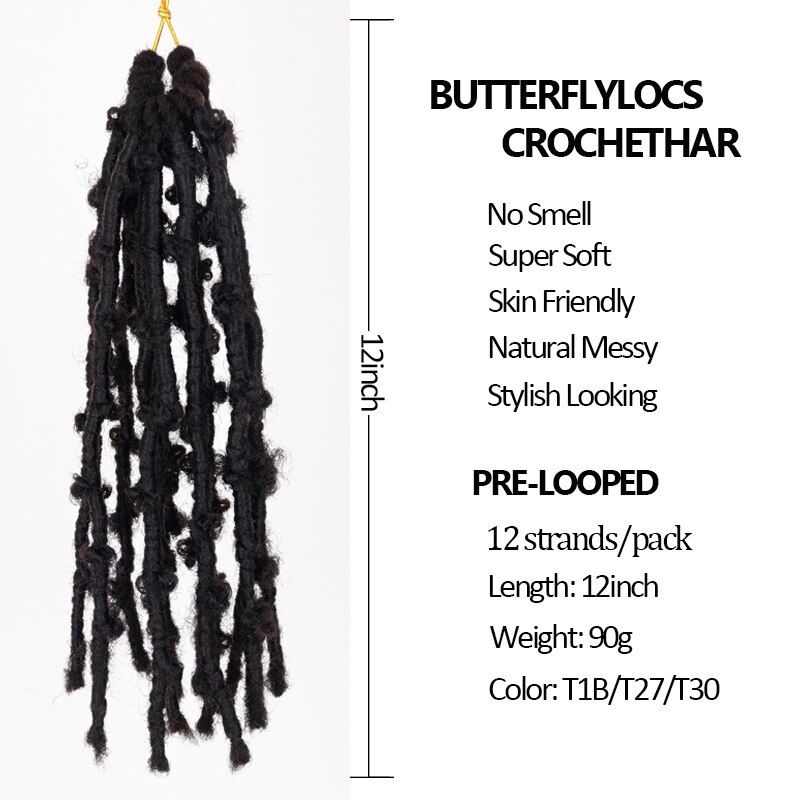 LISI GIRL Butterfly Lock Crochet 12 Inch Soft Faux... – Grandado