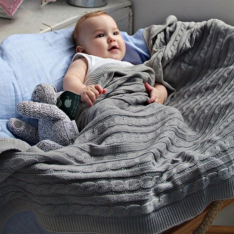Baby Blanket Knitted Newborn Blankets Soft Wrap fo... – Grandado